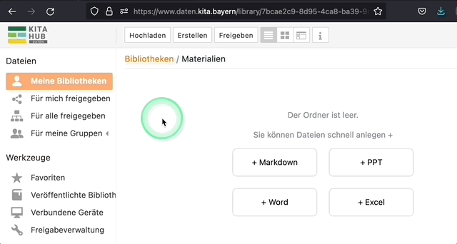 Daten in Seafile organisieren | KITA HUB Dokumentation für Kurserstellende